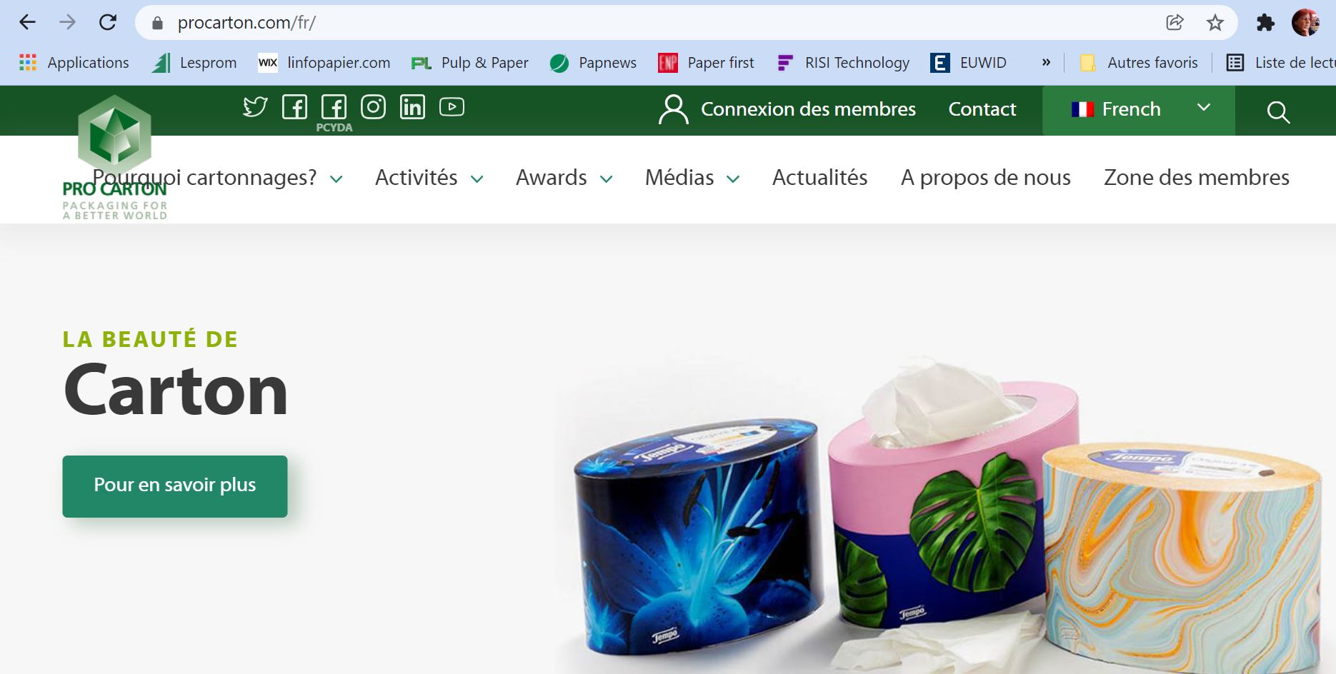 Un nouveau site web pour Pro Carton